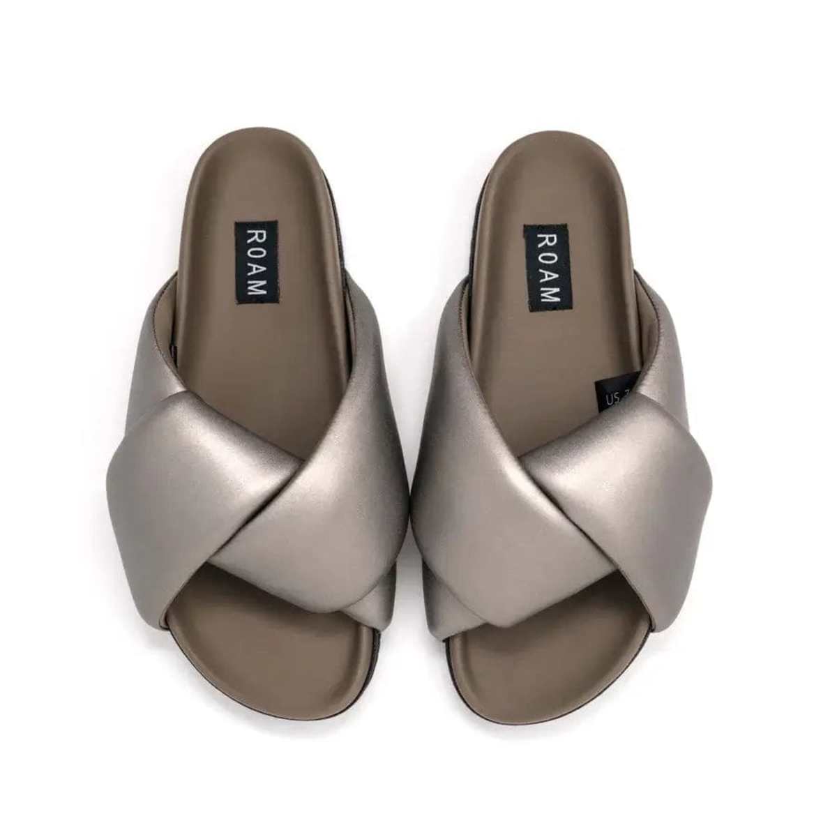 Roam Foldy Vegan Leather Puffy Sandals - Gunmetal | Garmentory