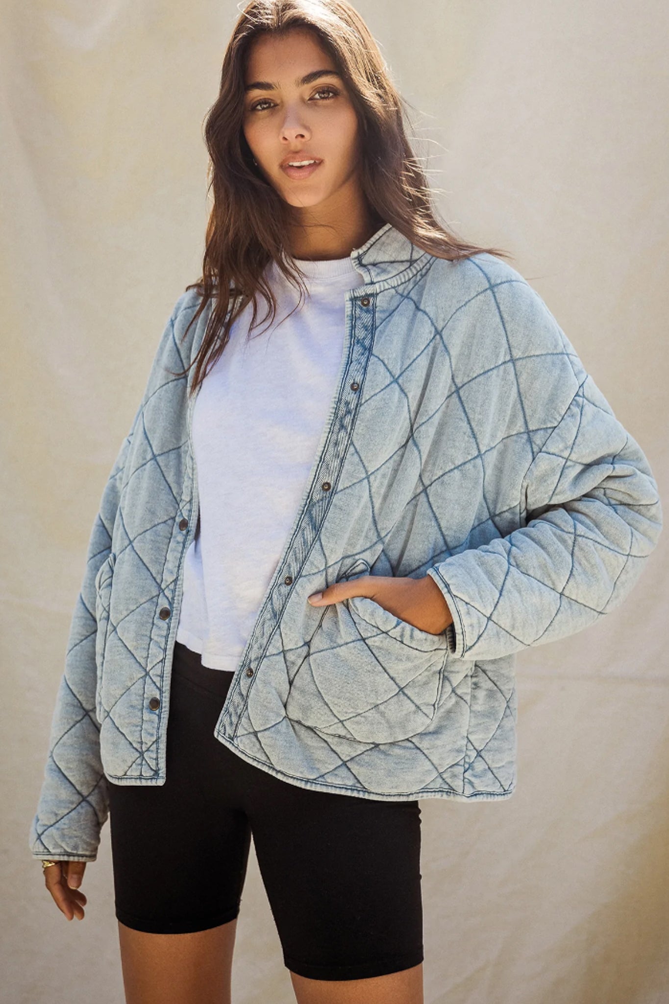 Z Supply Maya Knit Denim Jacket - Washed Indigo | Garmentory