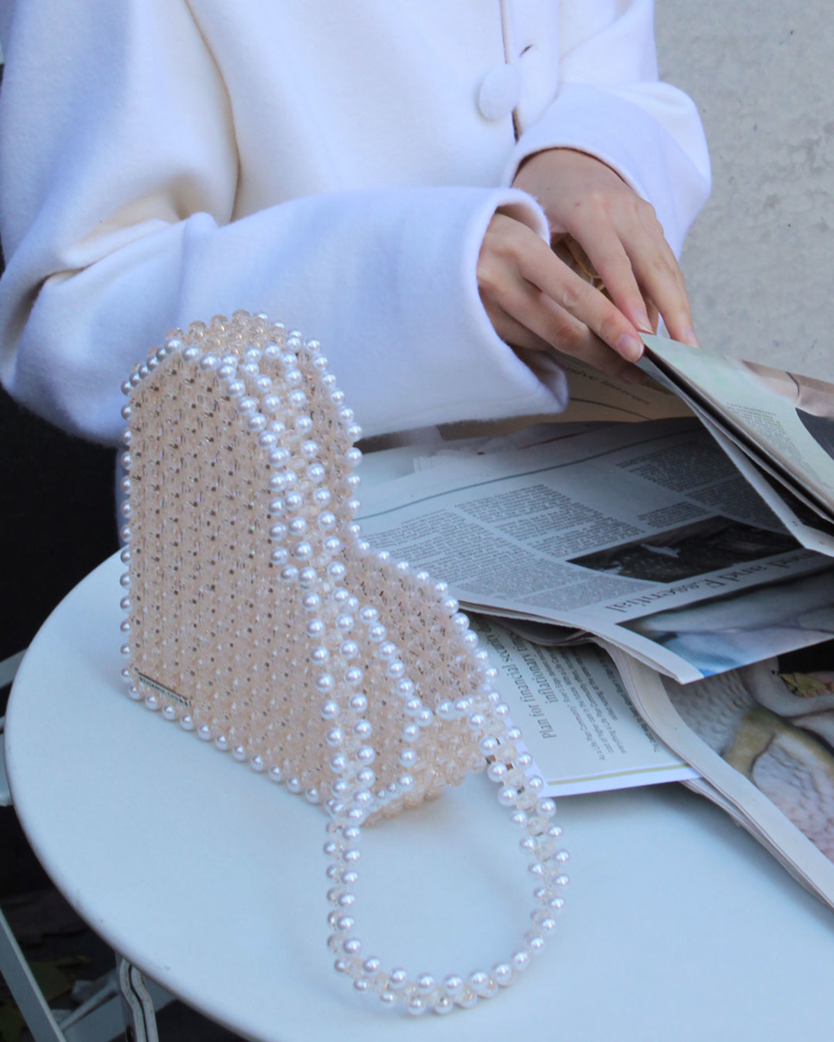 Susanna Chow Carrie Bag - Champagne/White Pearls | Garmentory