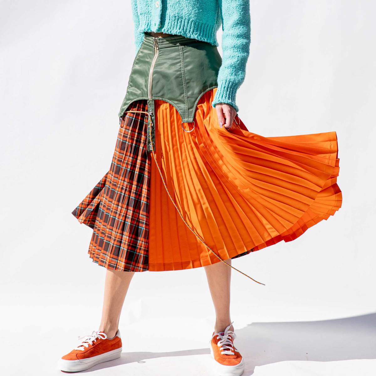 Perry MA-1 Check Combination Pleats Skirt | Garmentory