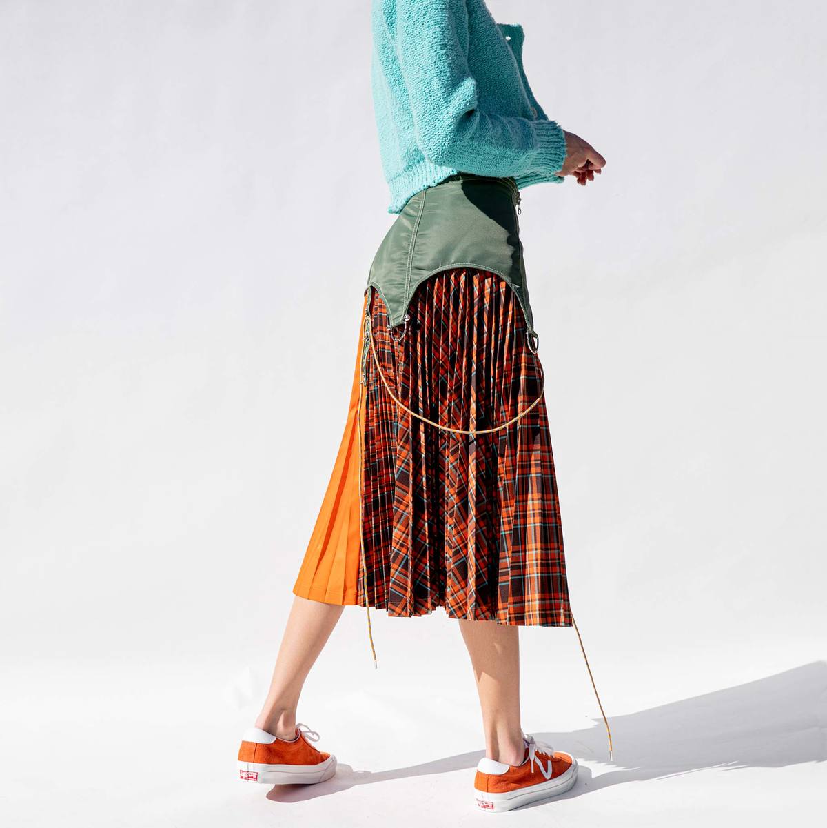 Perry MA-1 Check Combination Pleats Skirt | Garmentory