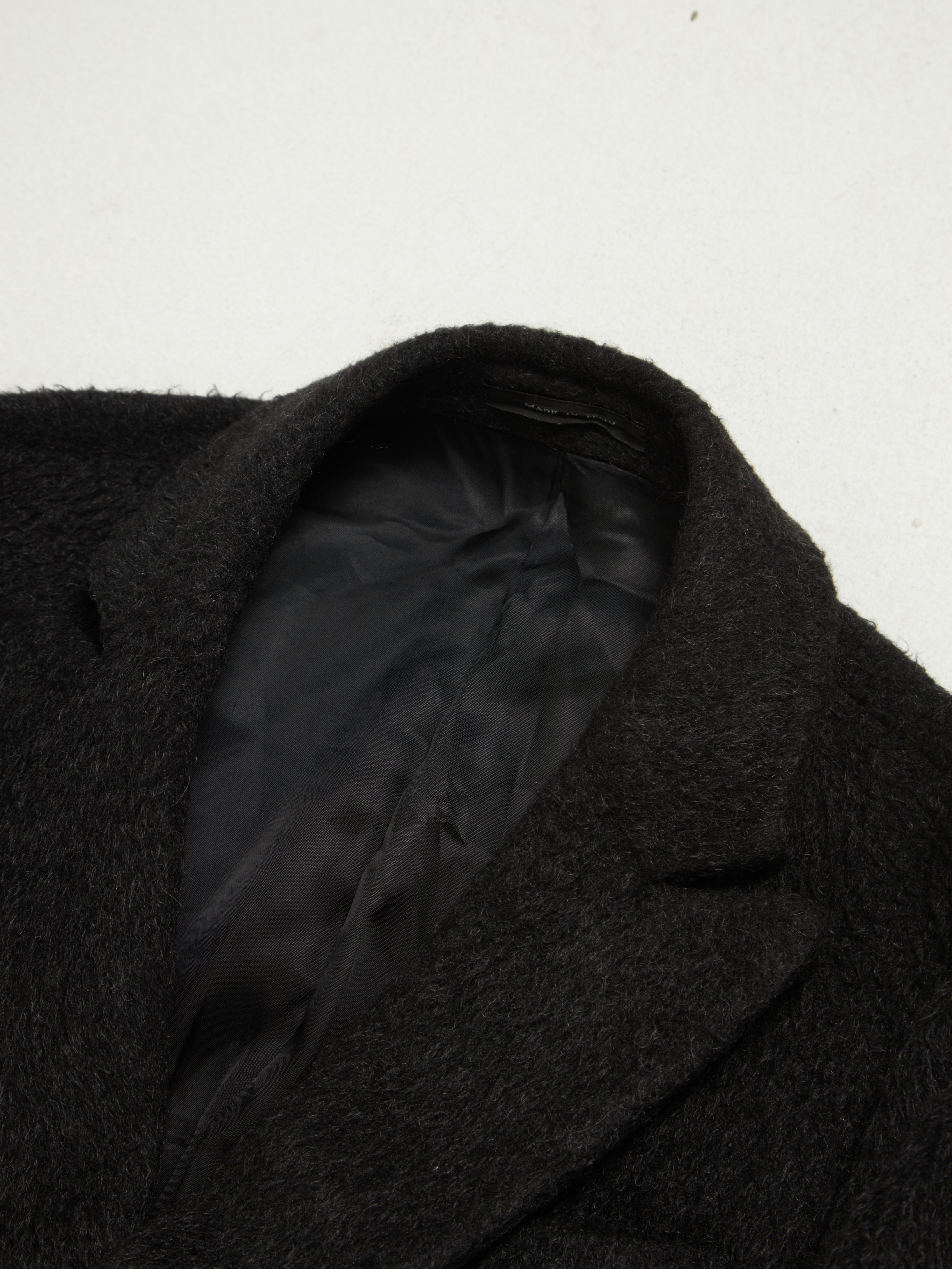 Emporio Armani Fluffy Wool and Mohair Blend Coat - Black | Garmentory