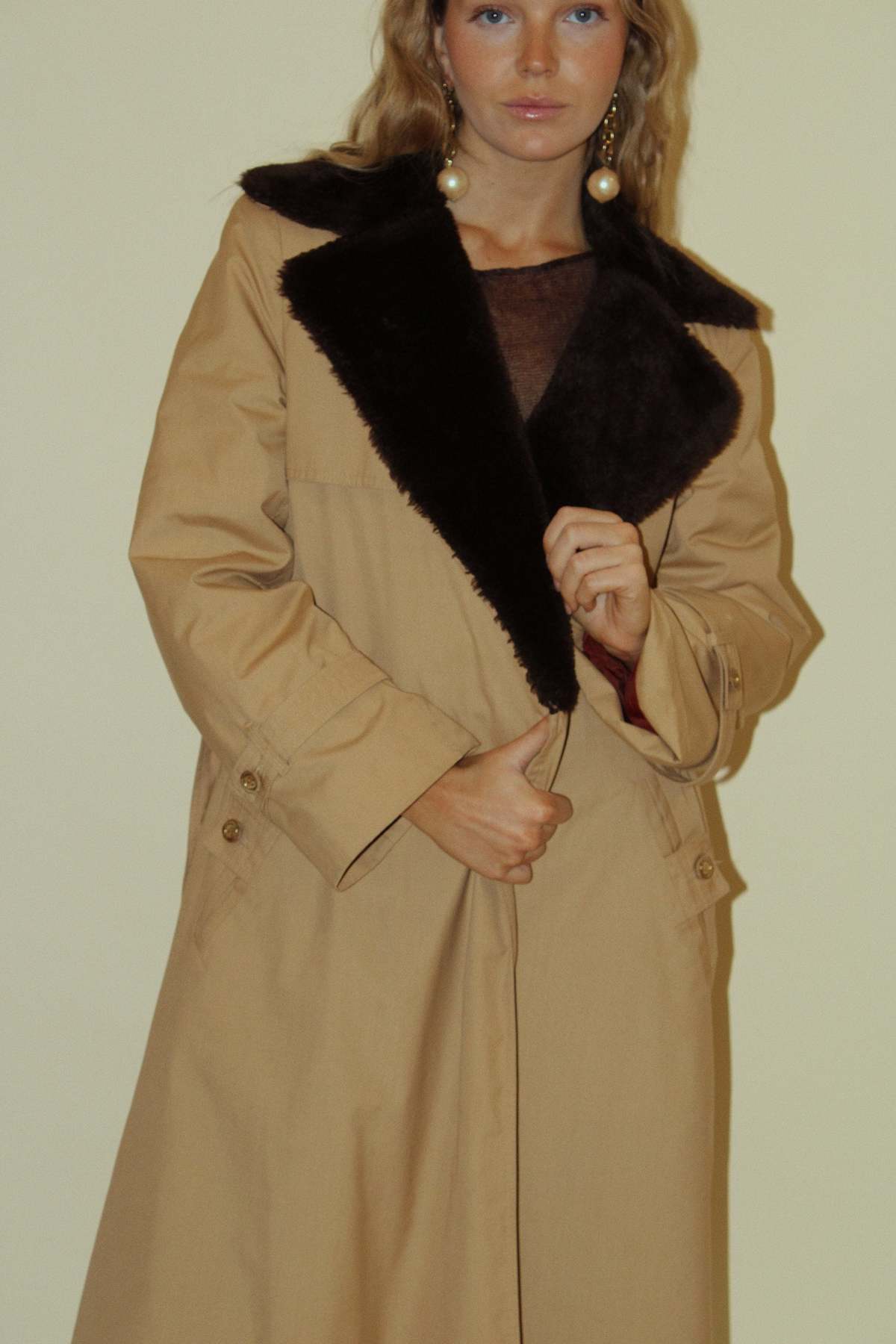 Dear Neighbor x Le Stuff Vintage Faux Fur Lined Trench | Garmentory
