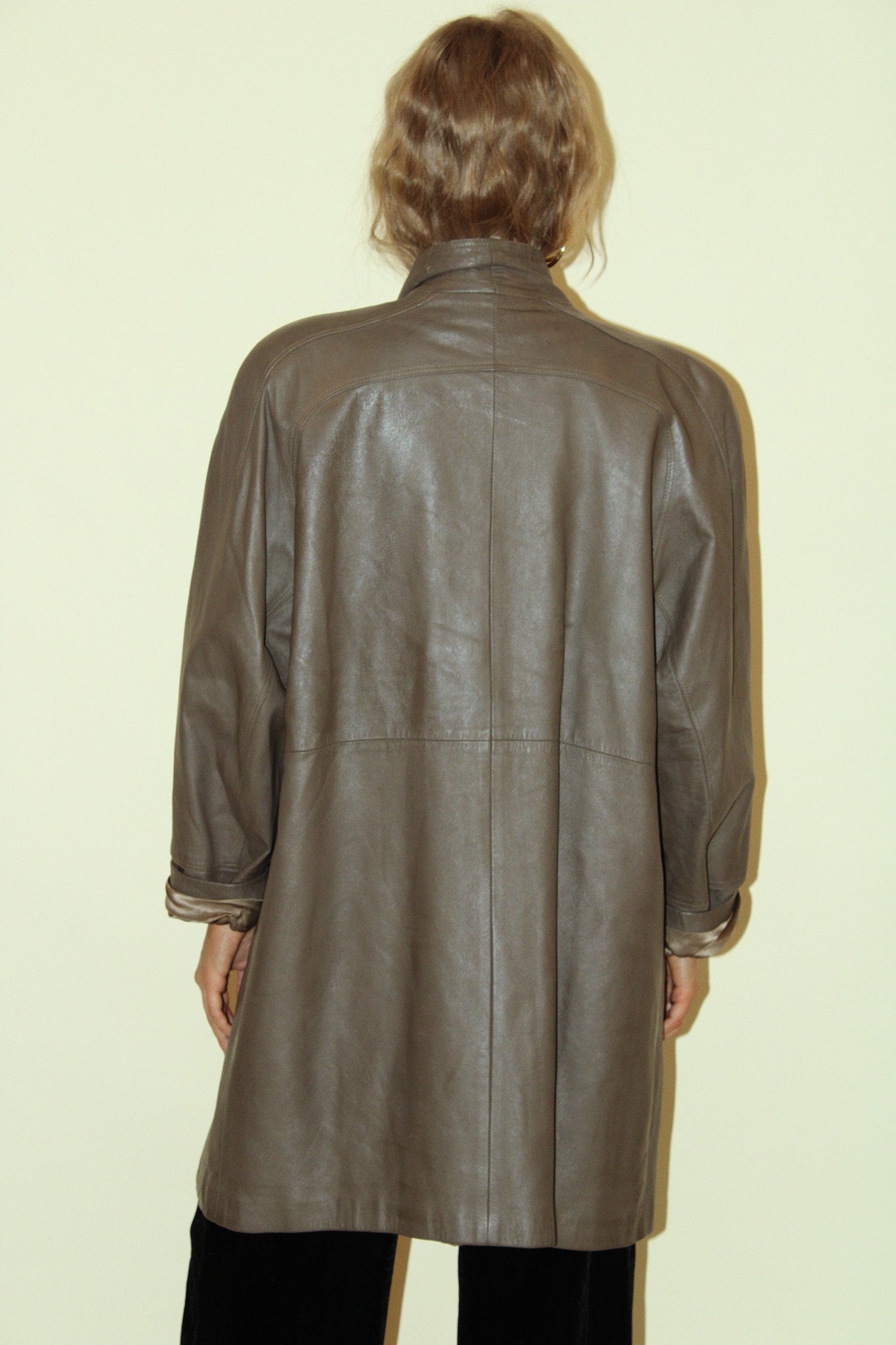 Dear Neighbor x Le Stuff Vintage Leather Asymmetrical Trench - Gray ...