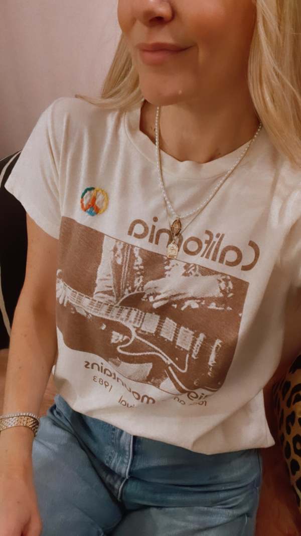 Mother Denim Boxy Goodie Goodie CMT Tee - Creme/Brown | Garmentory