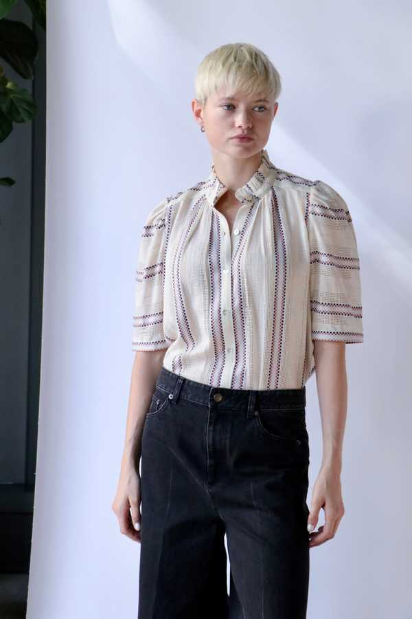 Alix Of Bohemia Winnie Basket Weave Shirt - Alabaster | Garmentory