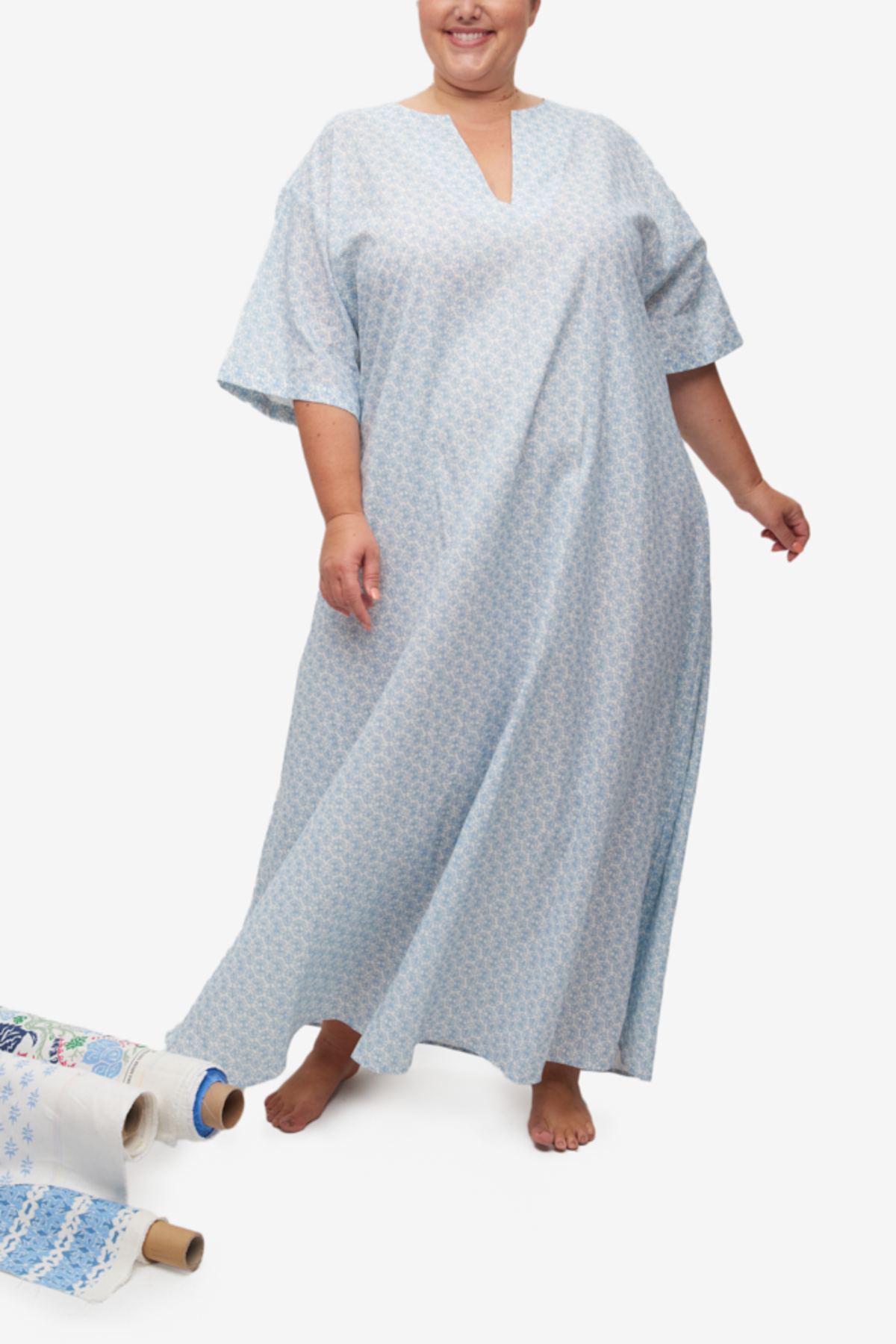 Marika Meyer x The Sleep Shirt Classic Kaftan - Roman Fig Iceberg ...