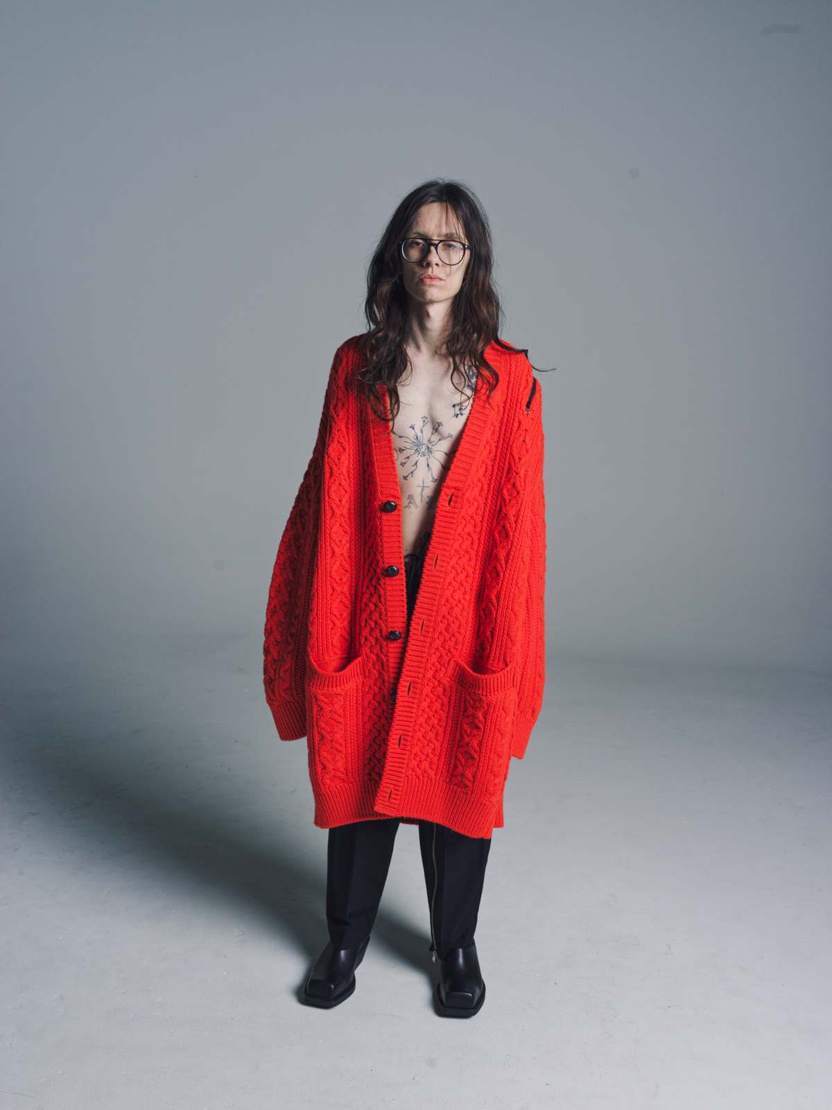 TAKAHIROMIYASHITA The Soloist. Wool Knit Double Zip Balloon Shaped Aran ...