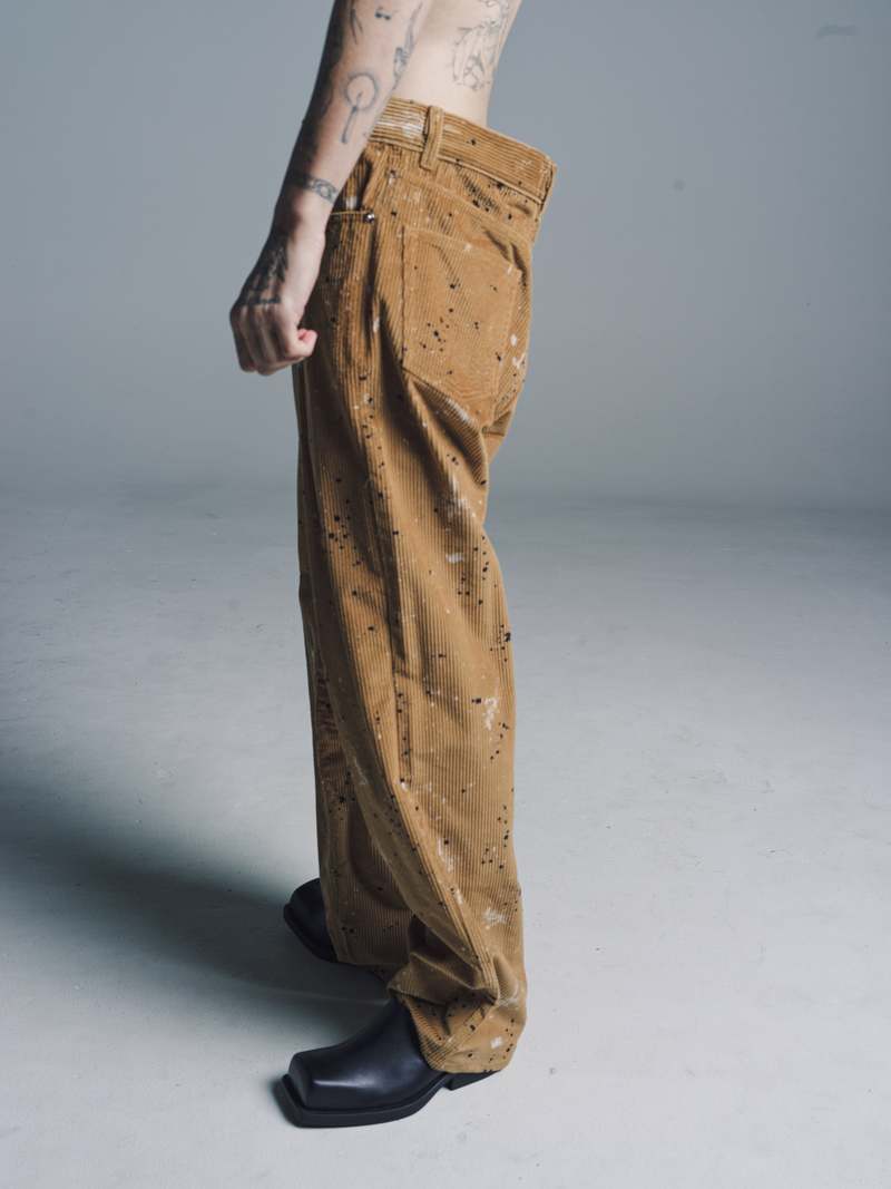 CMMN SWDN Painted Corduroy Gene Straight Leg Pant - Brown | Garmentory