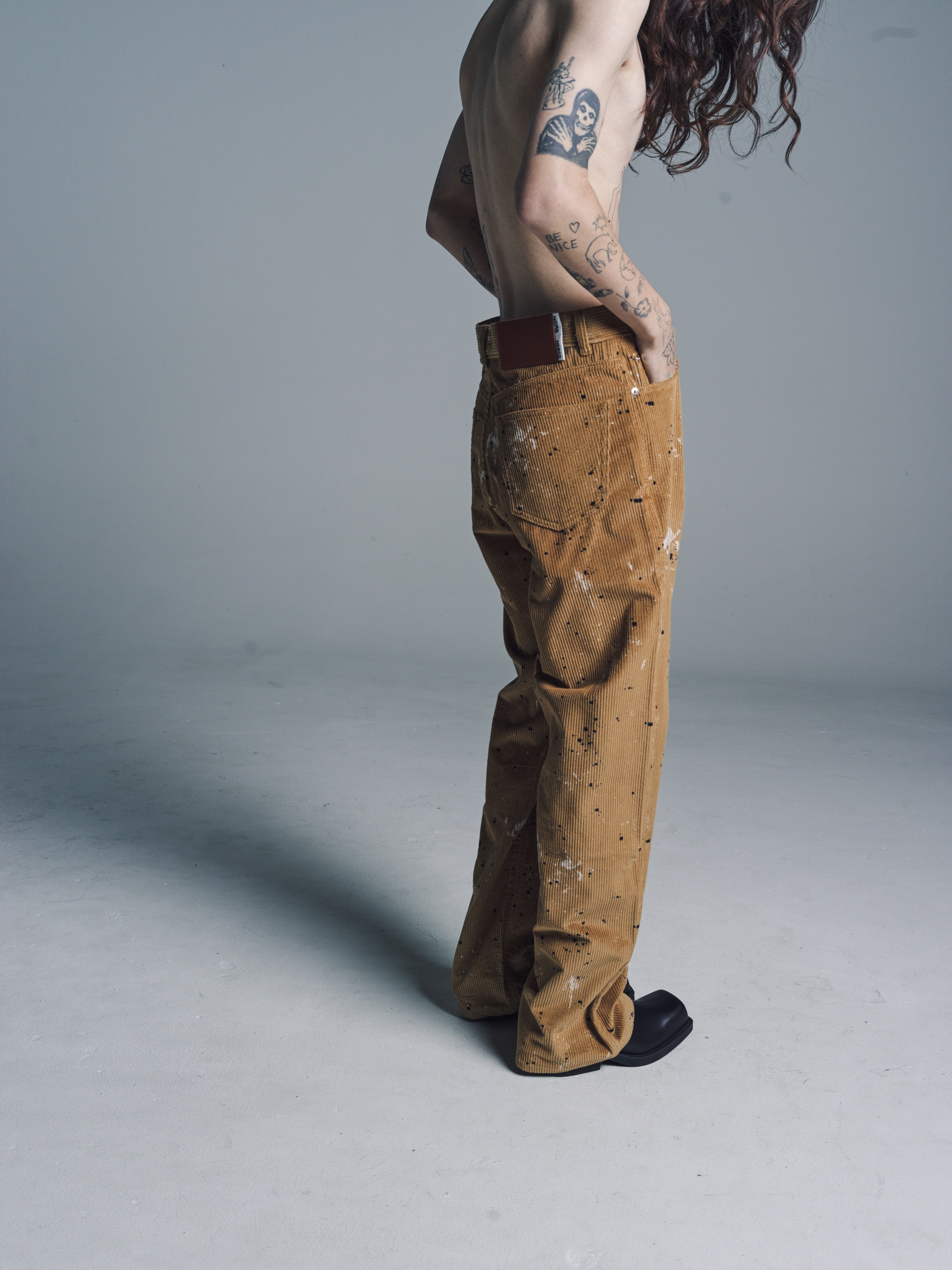 CMMN SWDN Painted Corduroy Gene Straight Leg Pant - Brown | Garmentory