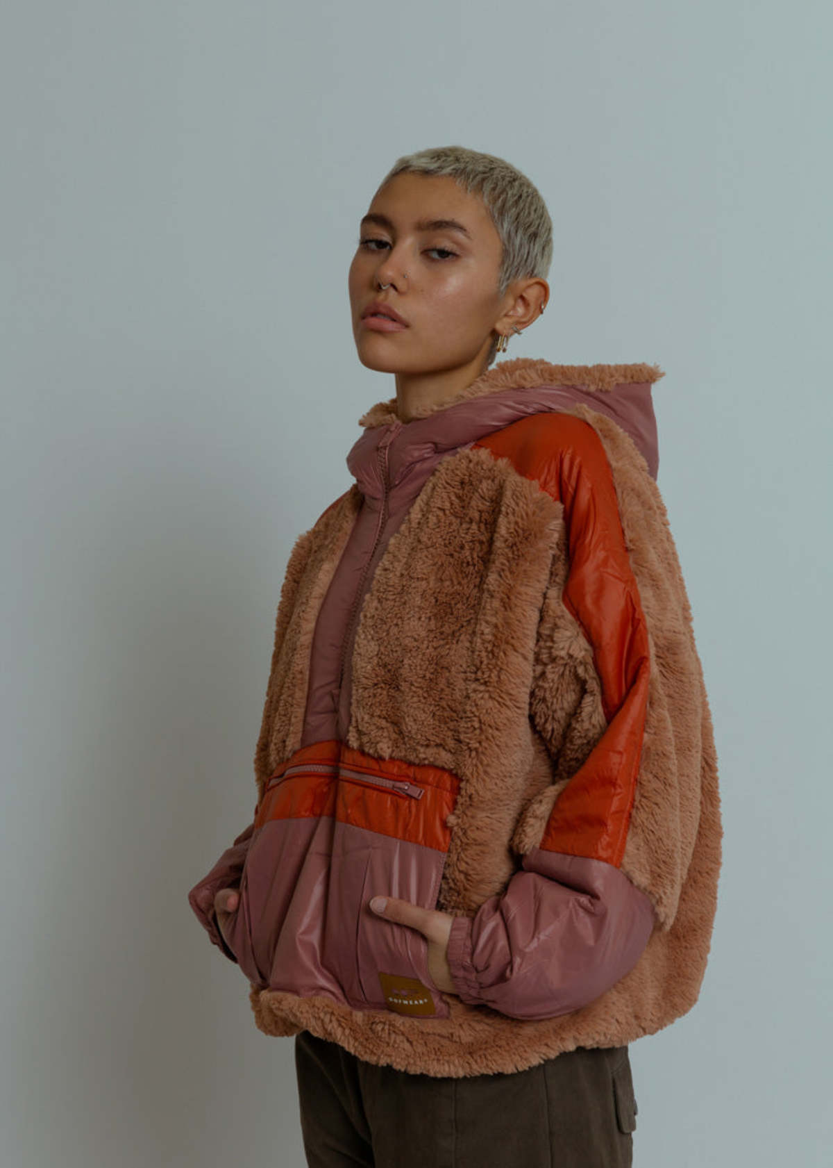 OOFWear Shiny Nylon Anorak Jacket - Blush | Garmentory