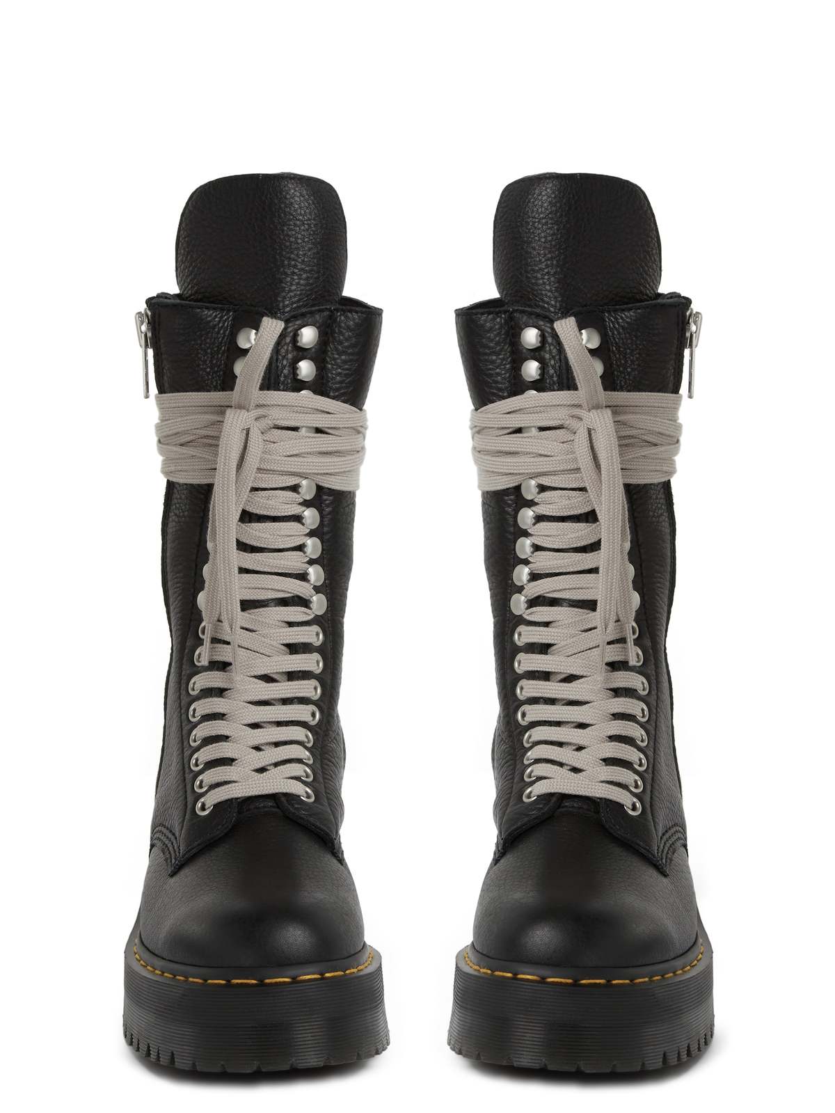 Rick Owens Calf Length Leather Boot - Black | Garmentory