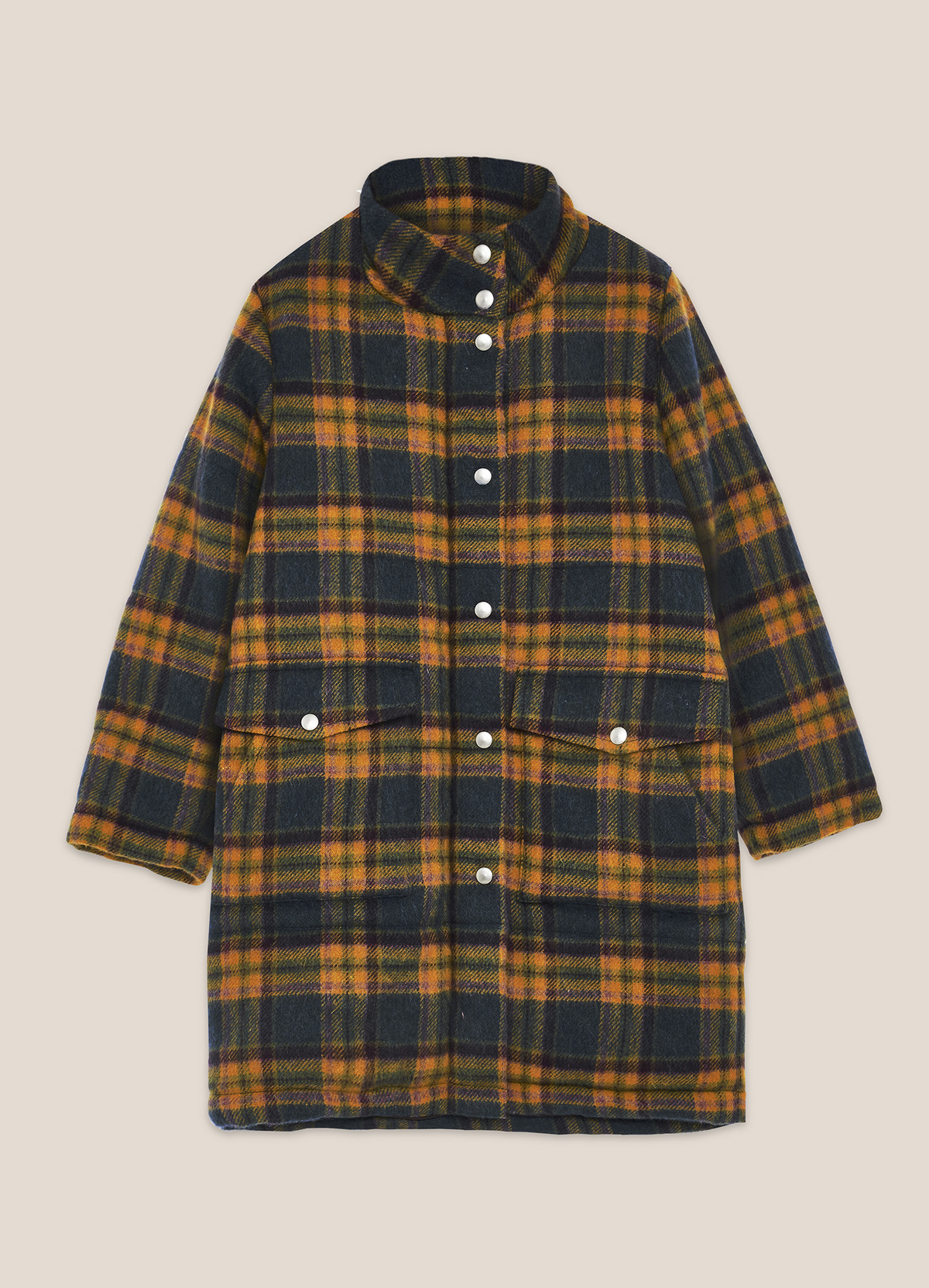 YMC Thompson Brushed Wool Check Coat - Multi | Garmentory