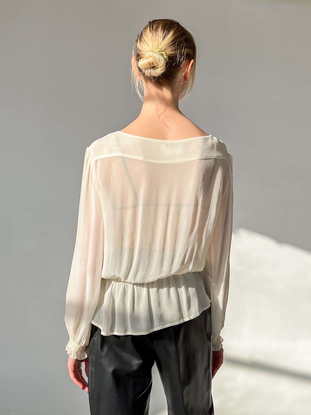 Melissa Max Mara Sheer White Ruffle Blouse | Garmentory