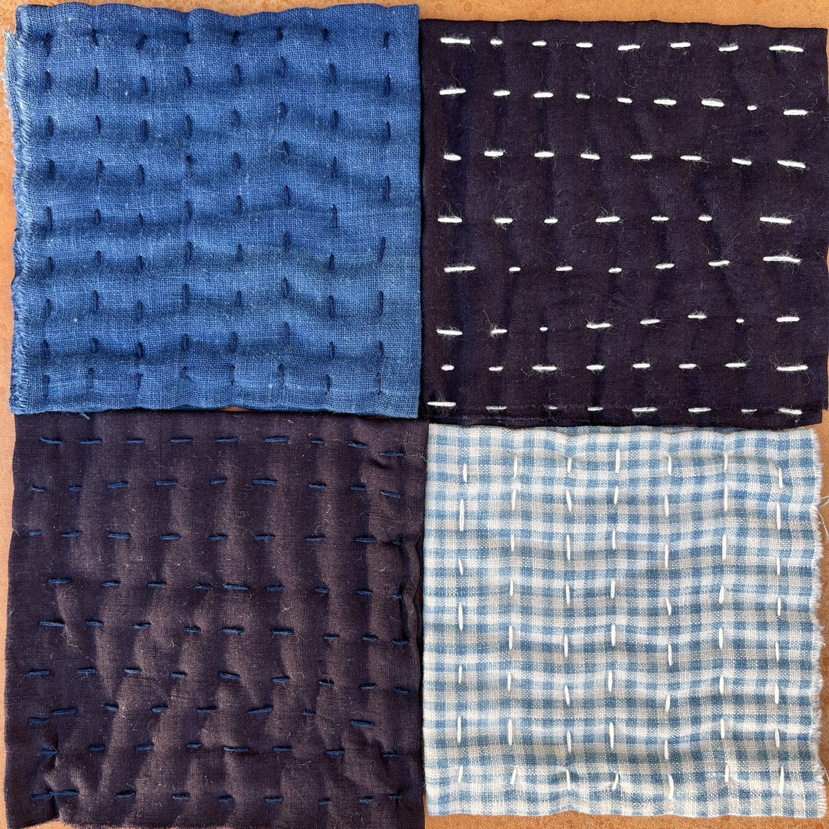 Vintage Japanese Textile Coasters with Sashiko Stitch Set of 4 | Garmentory