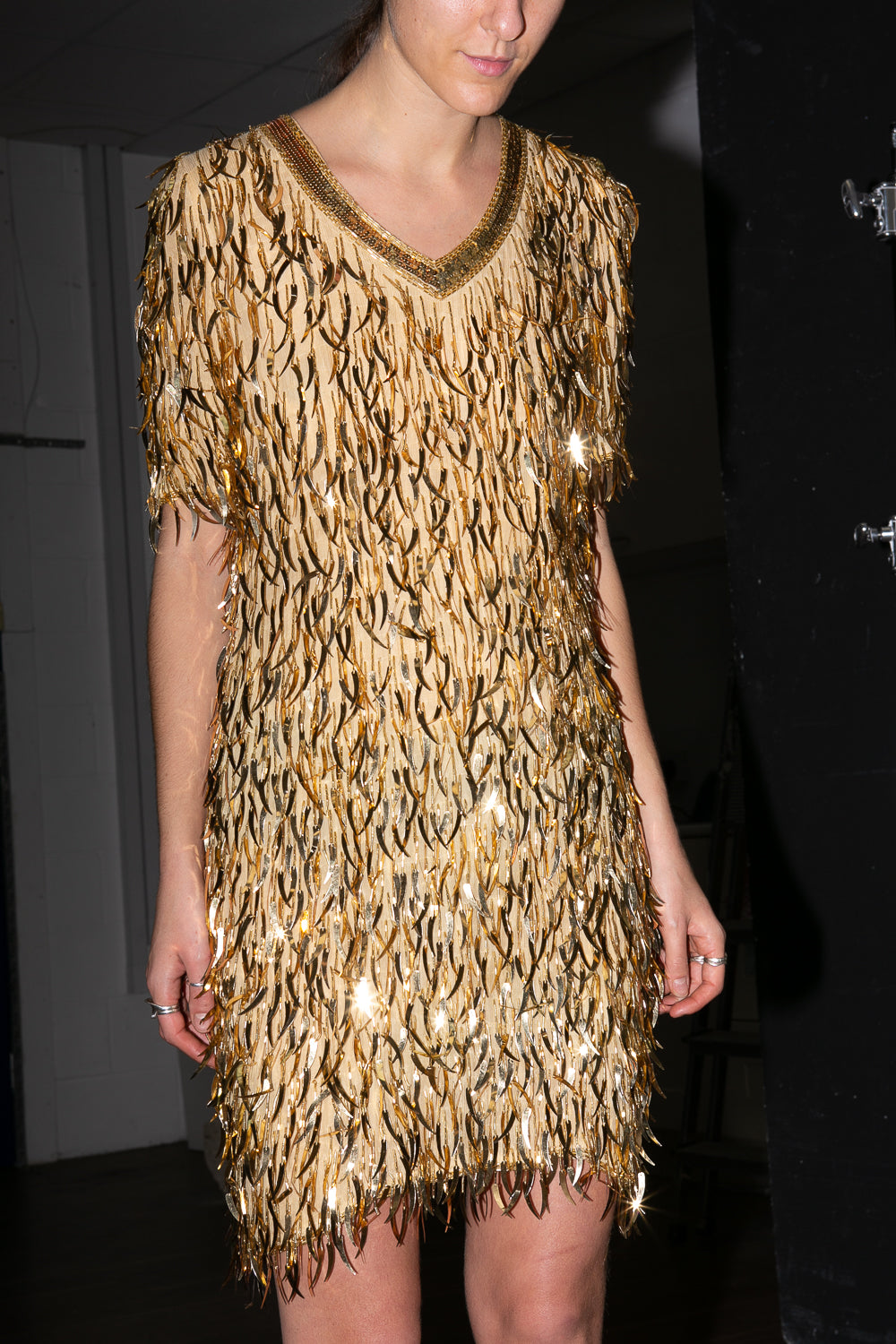 1980s Silk Flame Sequin Dress | Garmentory