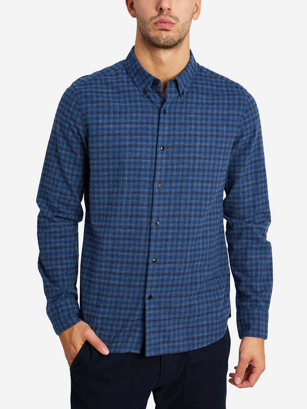 O.N.S Fulton Twill Shirt - Navy/Blue Check | Garmentory