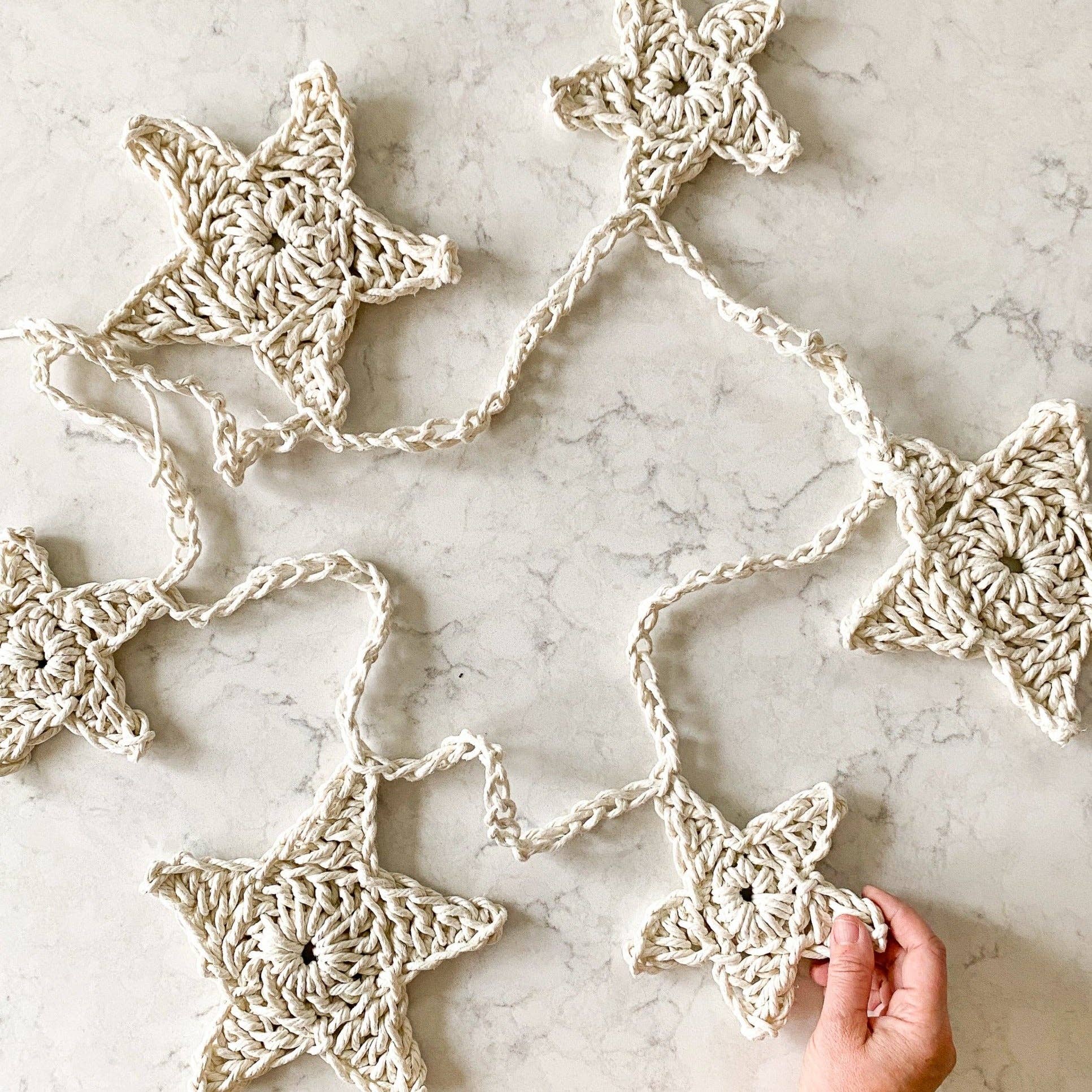 Flax & Twine Giant Crochet Star Garland Kit - Cream | Garmentory