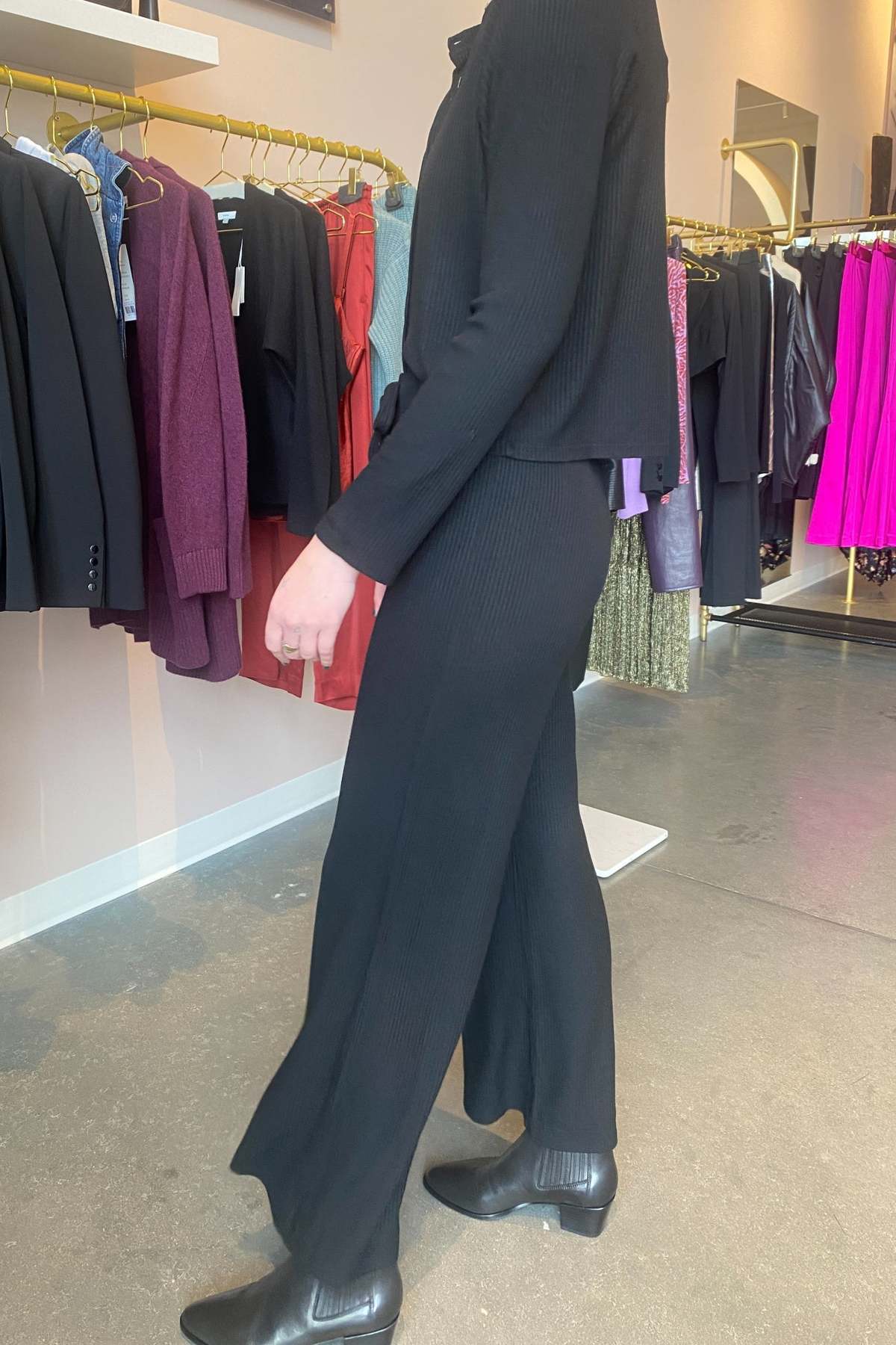 Donni. Ribbed Knit Wide Leg - Jet | Garmentory