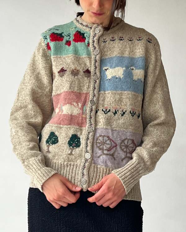 Vintage Farm Animals and Strawberries Cardigan | Garmentory