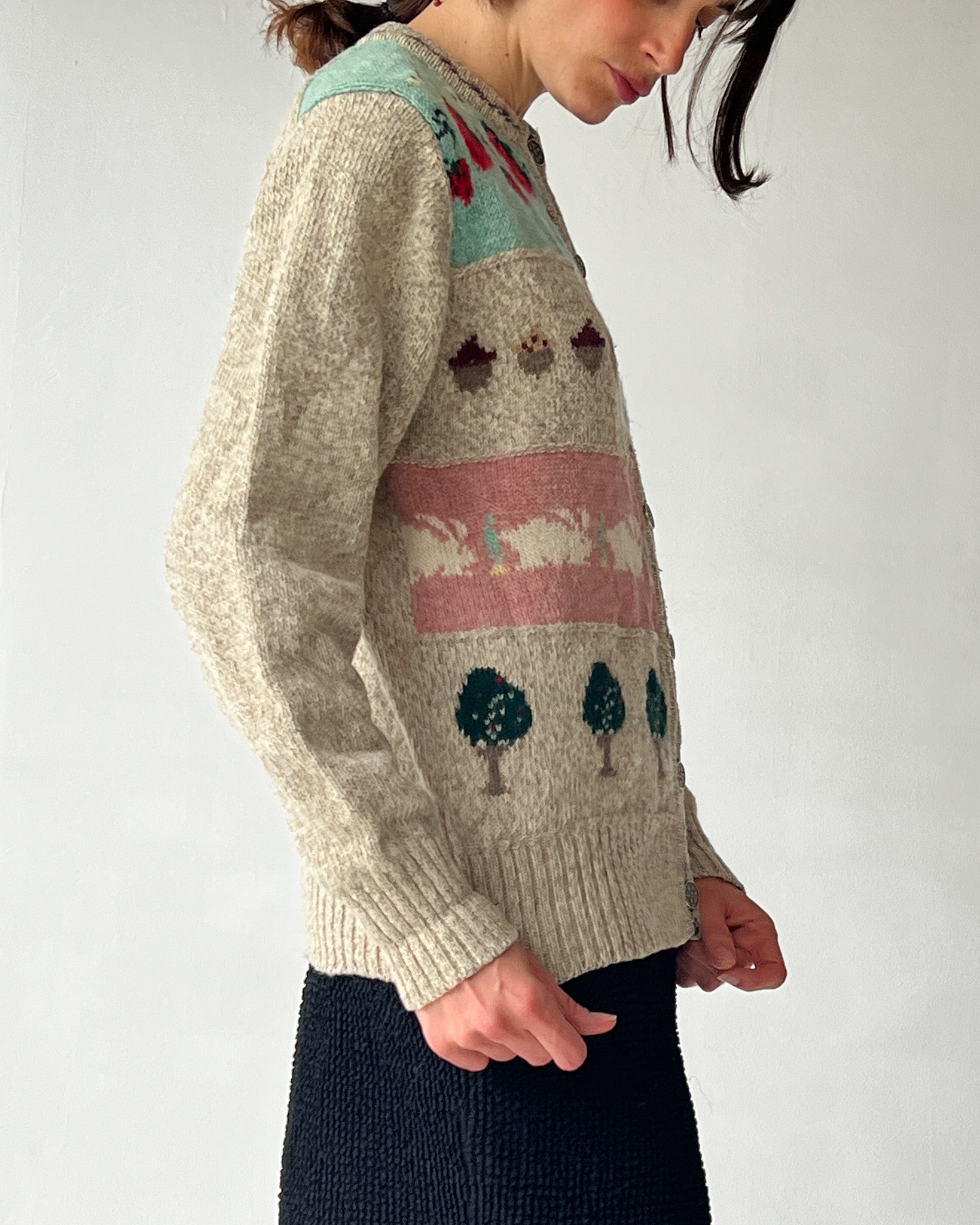 Vintage Farm Animals and Strawberries Cardigan | Garmentory