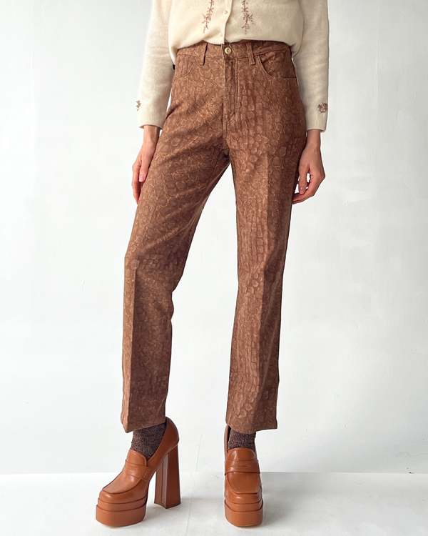 Vintage Metallic Alligator Pants - Brown/Gold | Garmentory