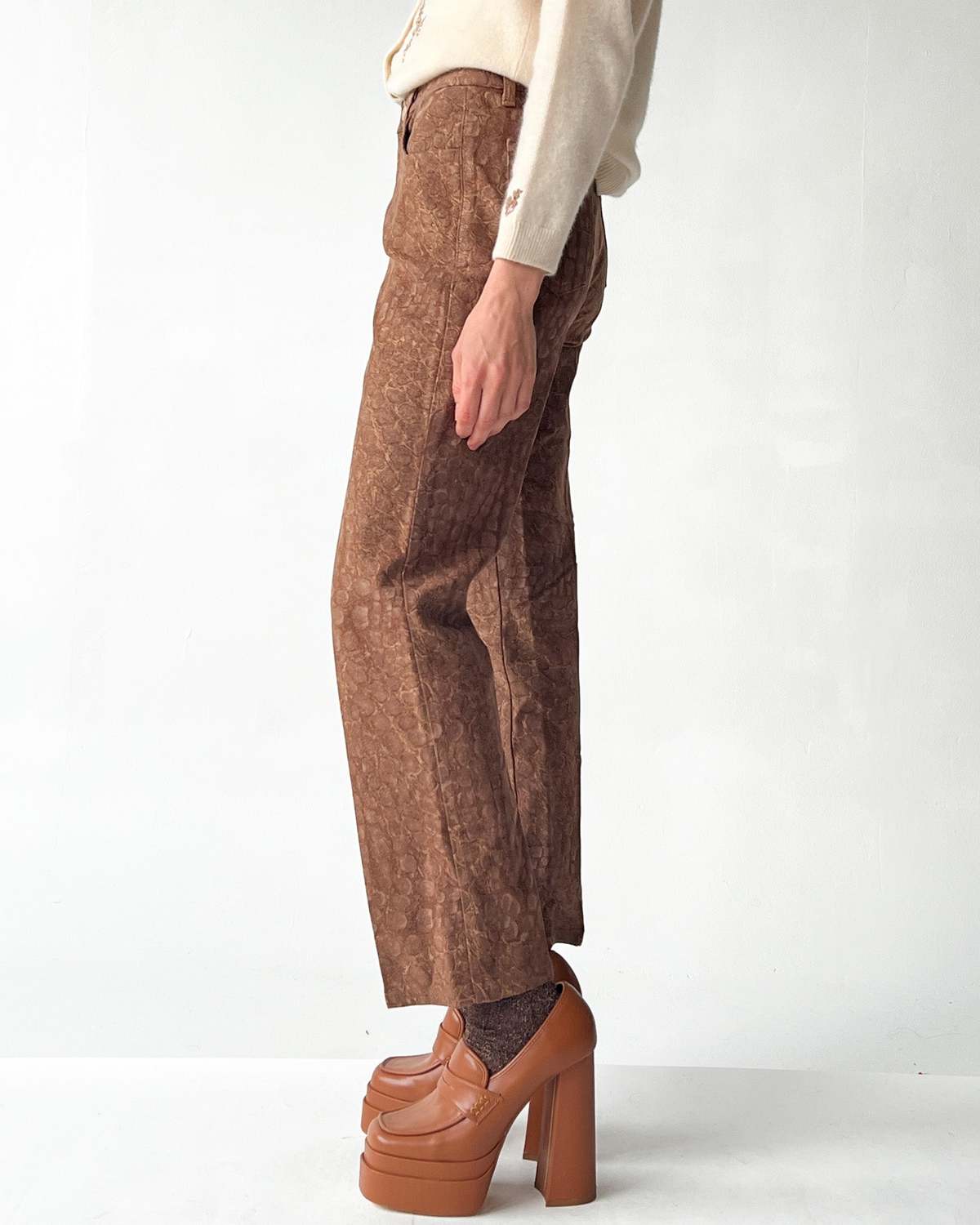 Vintage Metallic Alligator Pants - Brown/Gold | Garmentory