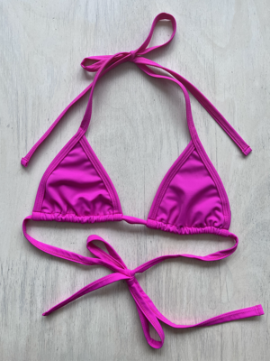 Em & May Triangle Recycled Nylon Bikini Top - Neon Pink | Garmentory