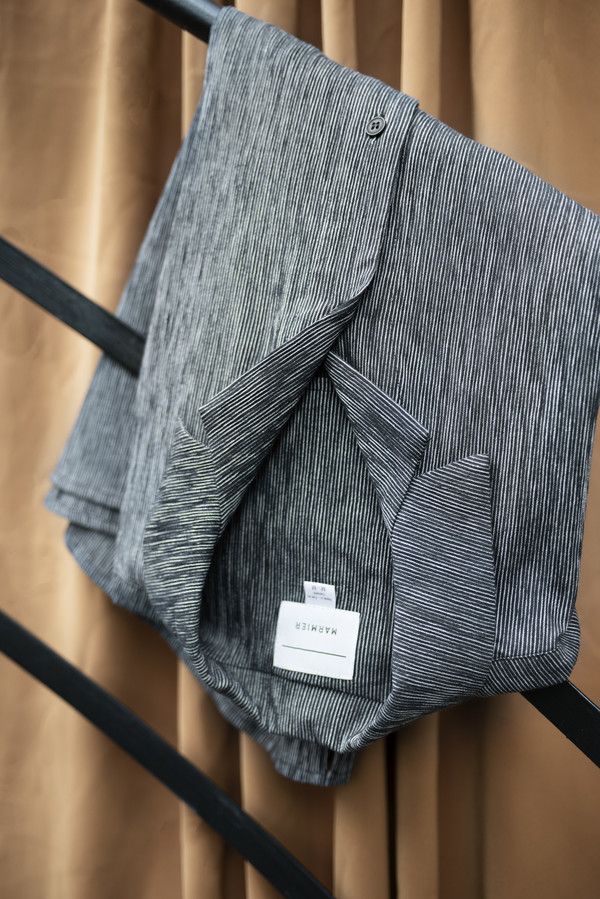 Marmier Cuban Collar Shirt - Black Stripes | Garmentory