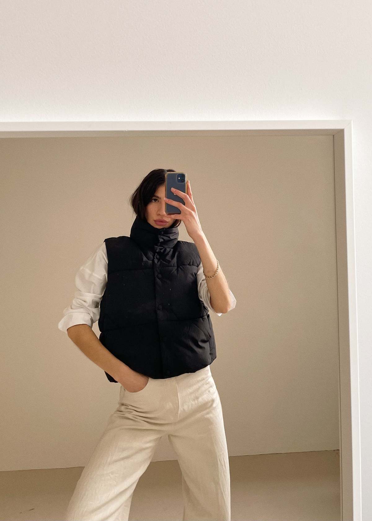 NIA The Label Nylon Crop Puffer Vest - Black | Garmentory