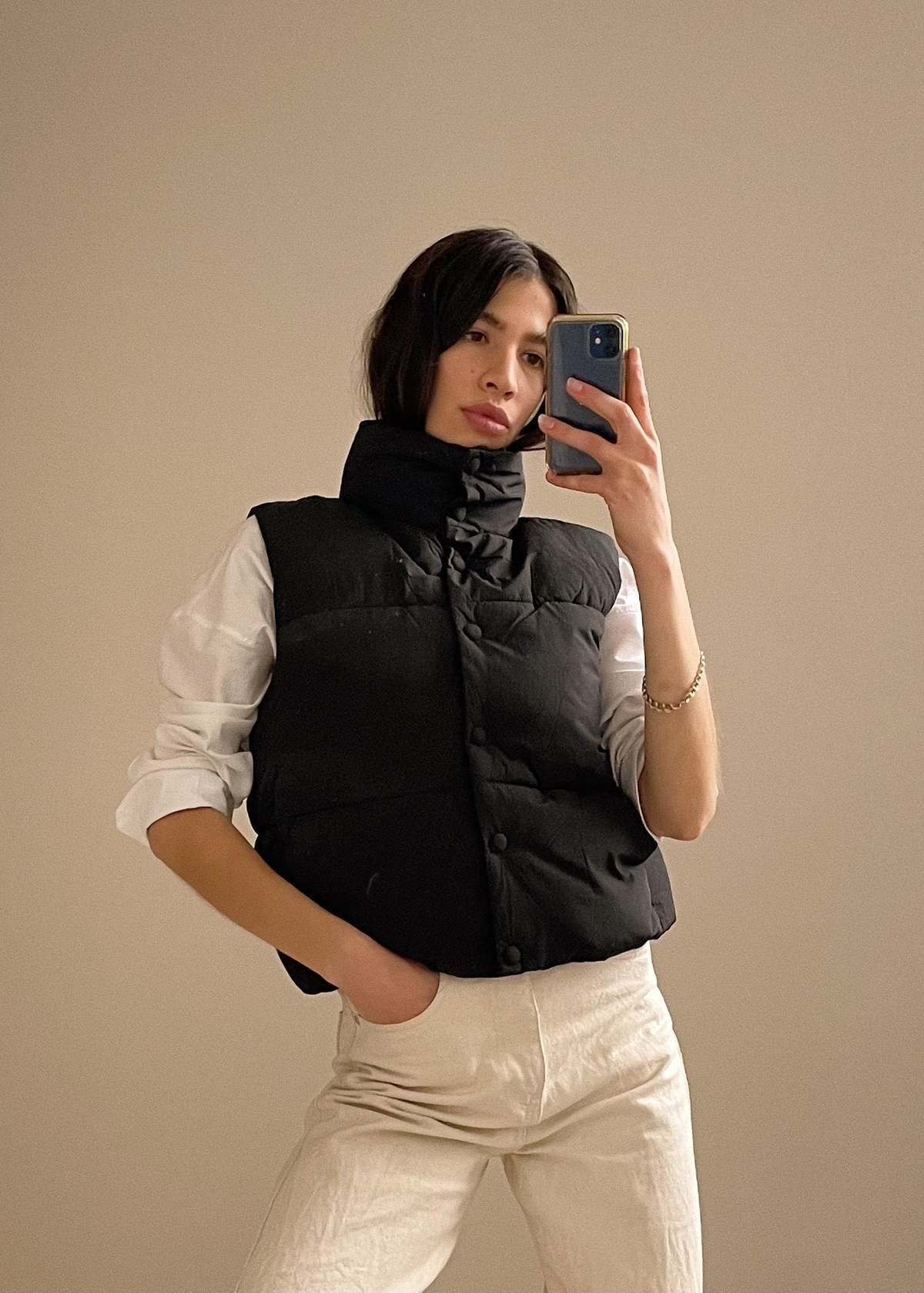 NIA The Label Nylon Crop Puffer Vest - Black | Garmentory