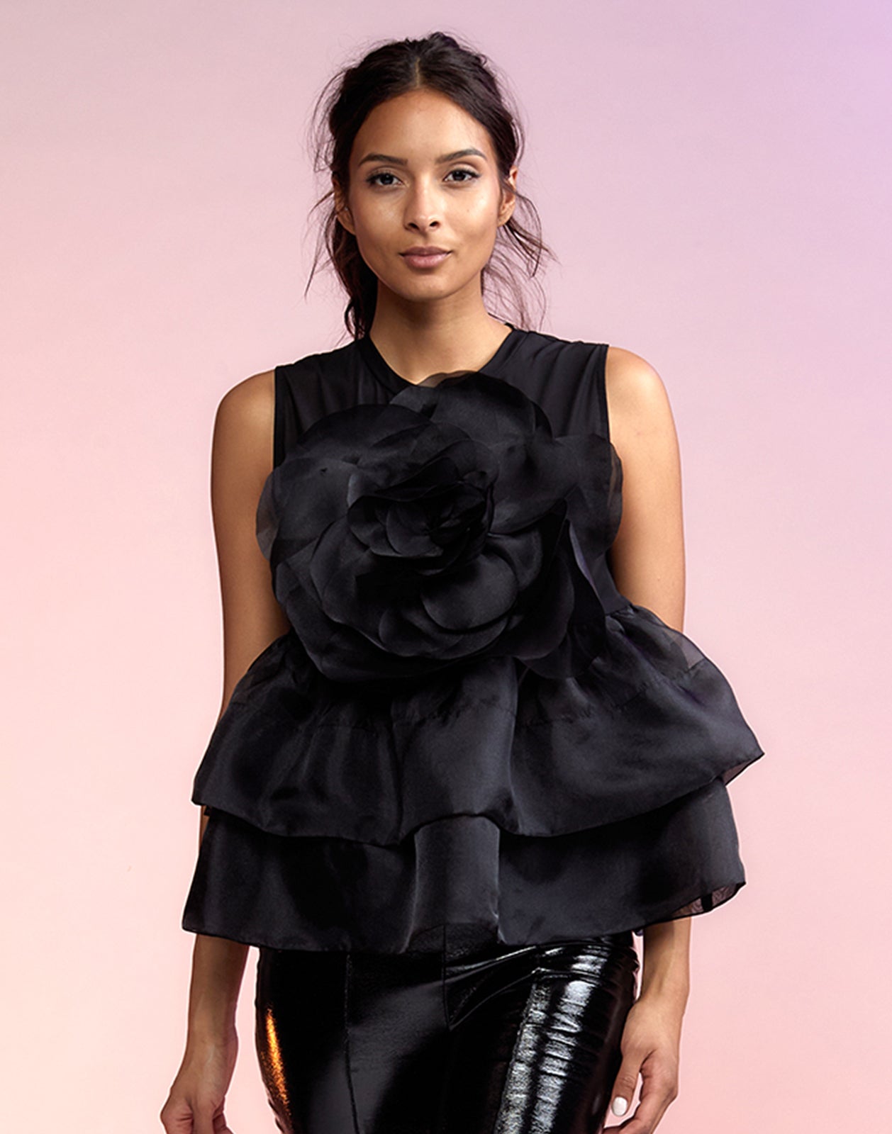 Cynthia Rowley Chloe Organza Flower Top | Garmentory