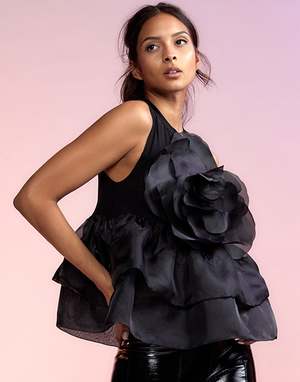 Cynthia Rowley Chloe Organza Flower Top | Garmentory