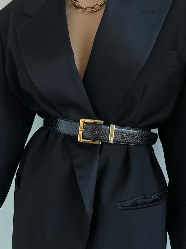 Vintage Genuine Snake Skin Belt - Carbon | Garmentory