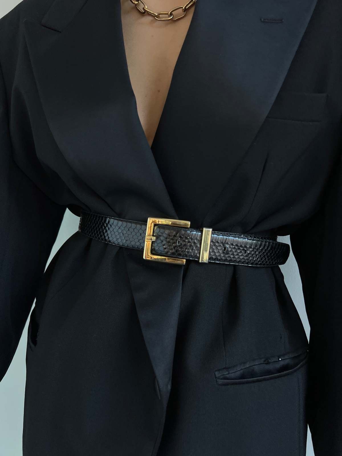 Vintage Genuine Snake Skin Belt - Carbon | Garmentory