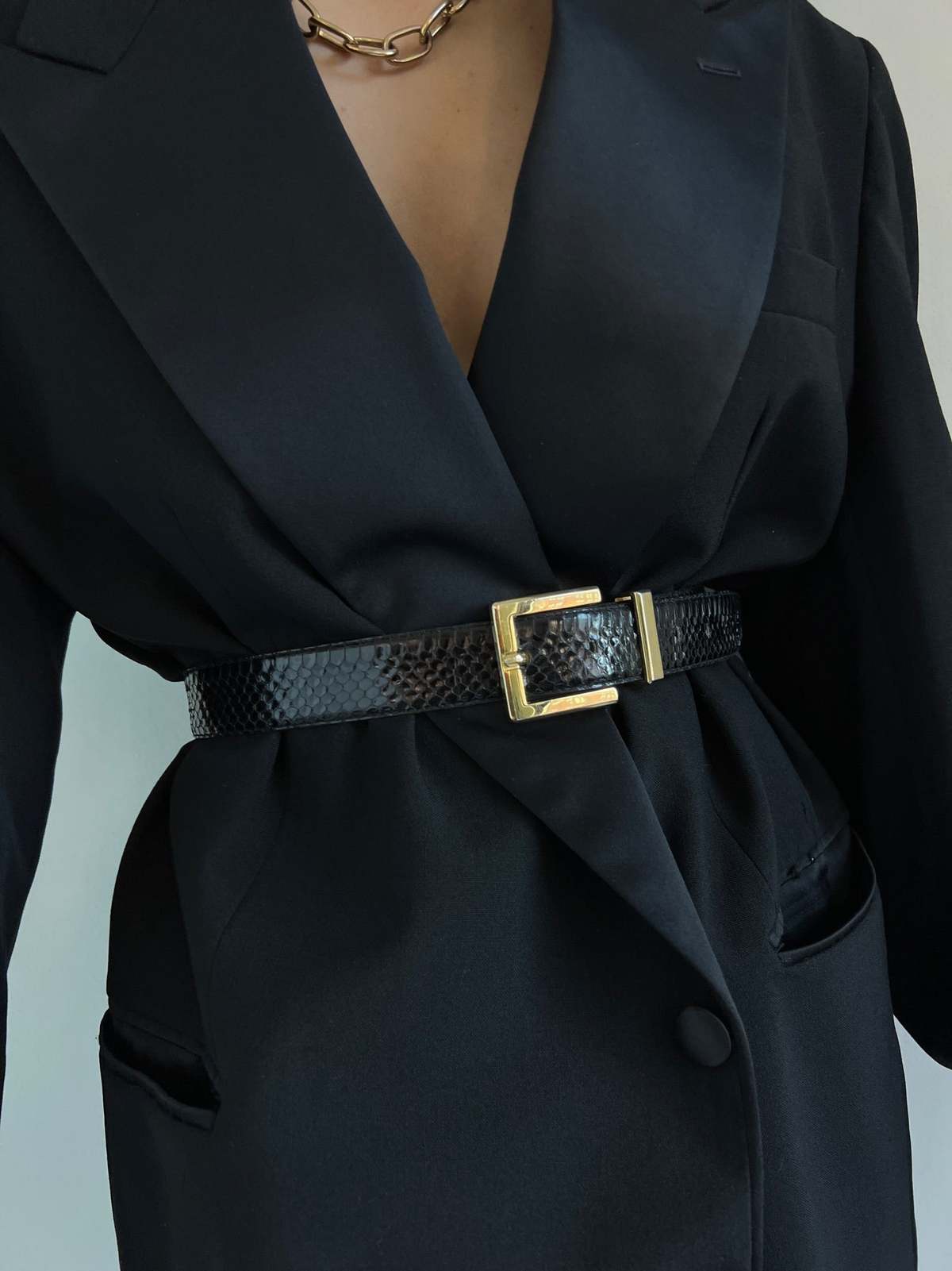 Vintage Genuine Snake Skin Belt - Carbon | Garmentory