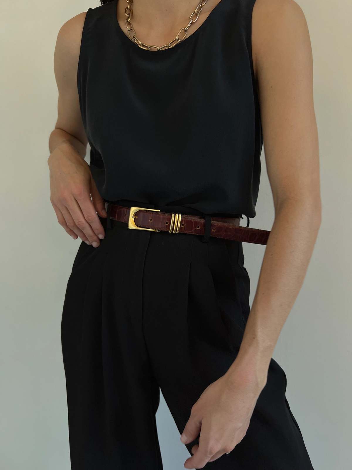 Vintage Silk Sleeveless Blouse - Obsidian | Garmentory