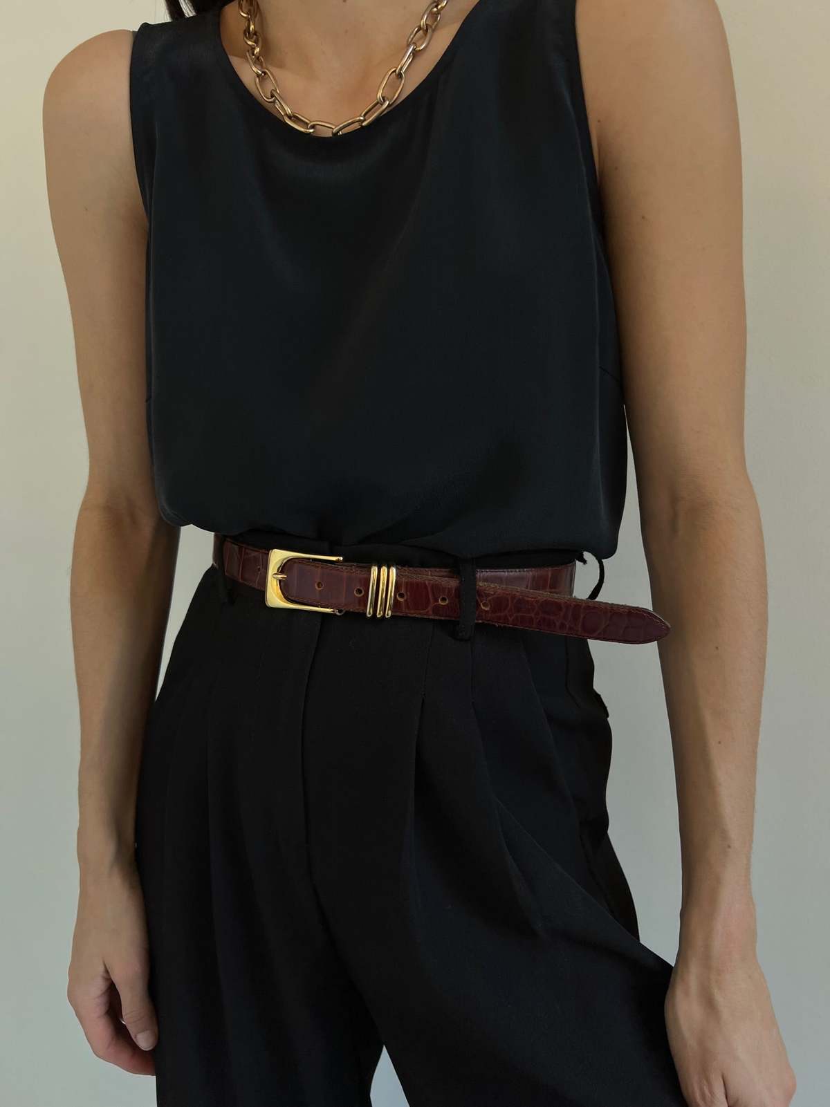 Vintage Silk Sleeveless Blouse - Obsidian | Garmentory