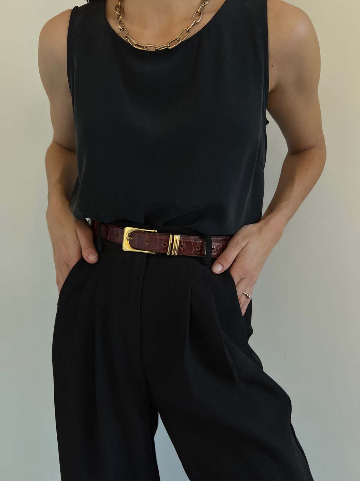 Vintage Silk Sleeveless Blouse - Obsidian | Garmentory