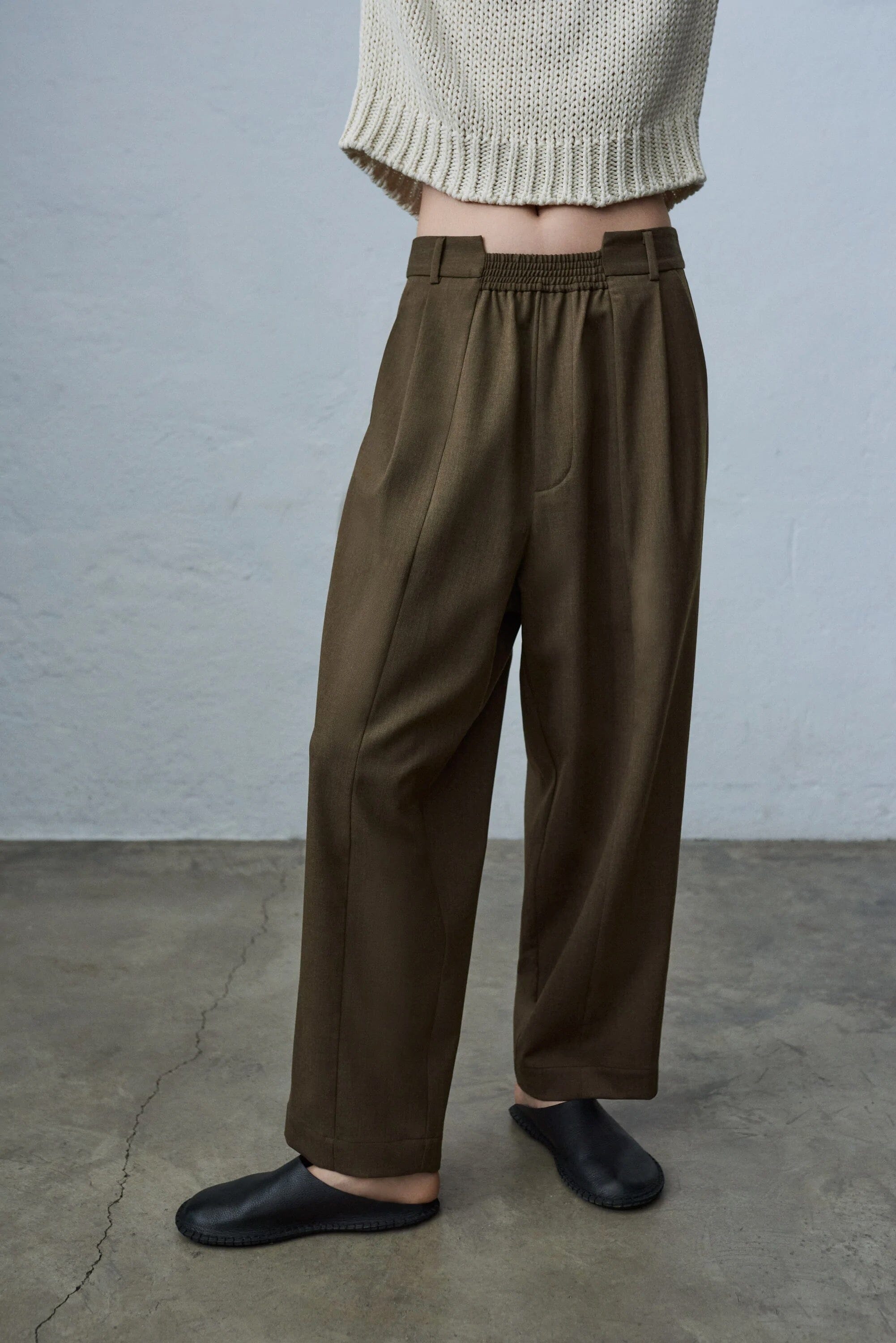 Cordera Asymmetric Straight Pants - Walnut | Garmentory