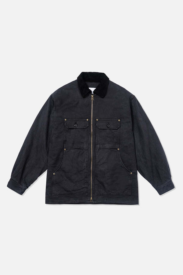 Zip Work Jacket Black Herringbone | Garmentory