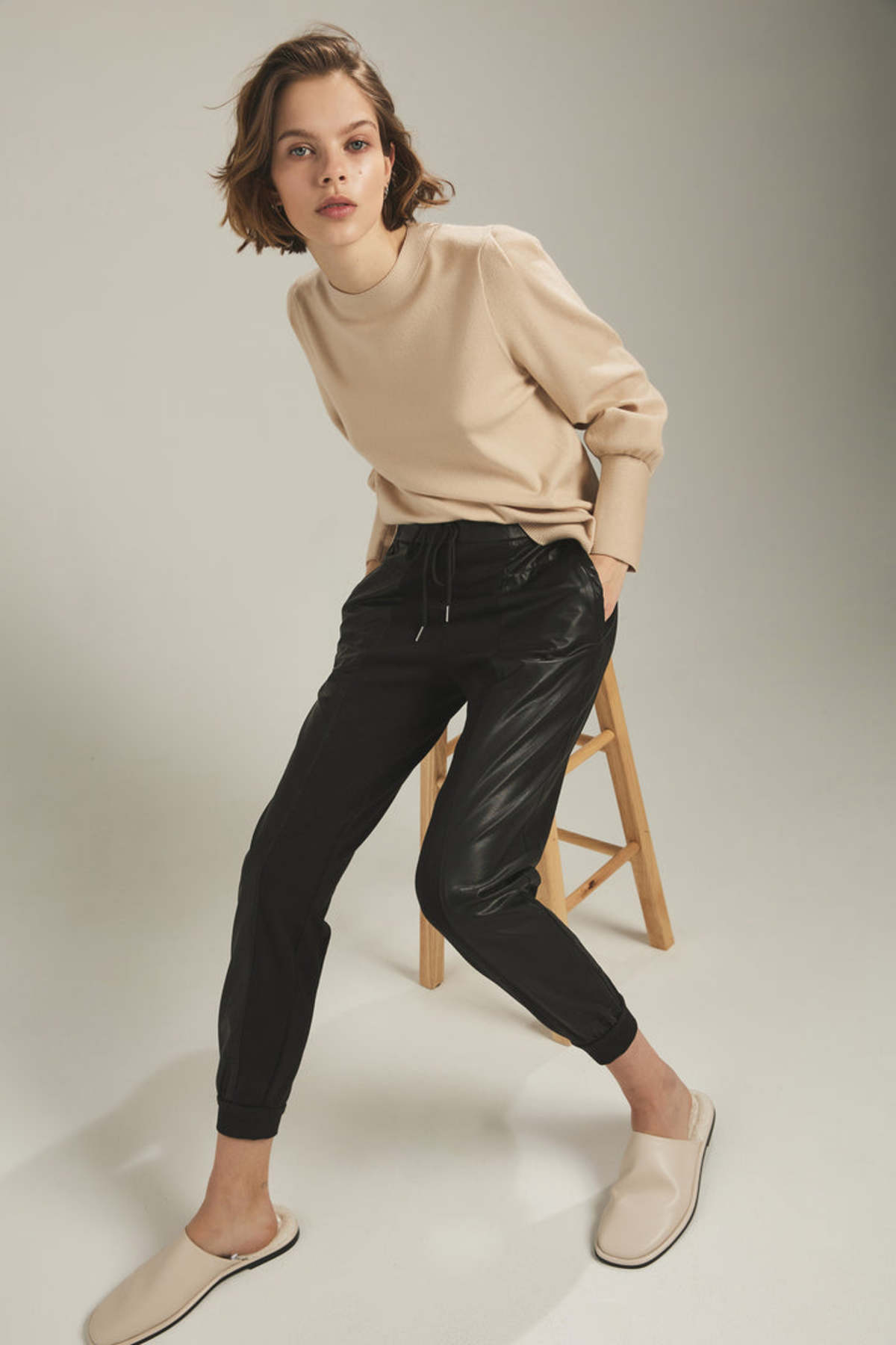 Melissa Nepton Bavali Faux Leather Jogger - Black | Garmentory