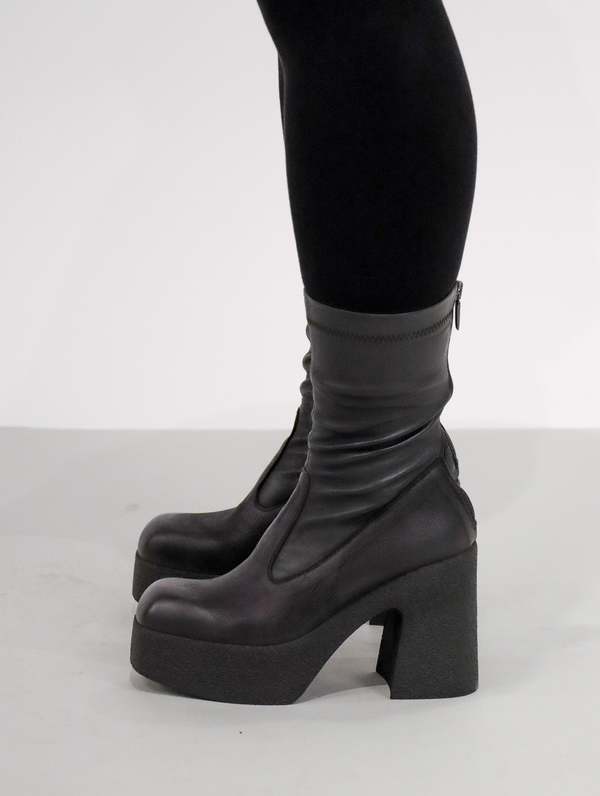 Lofina Platform Stretch Heeled Boot - Black | Garmentory