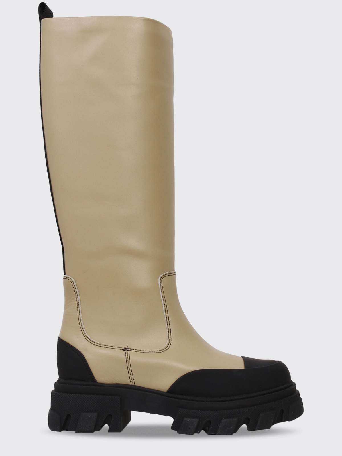 Ganni Cleated High Tubular Boot - Sand | Garmentory