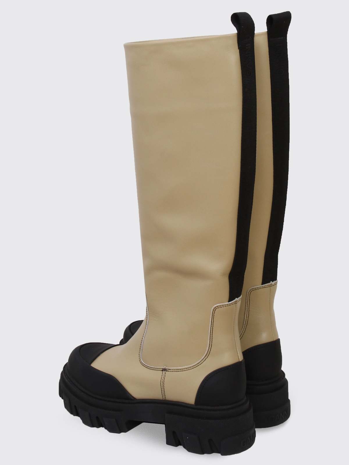 Ganni Cleated High Tubular Boot - Sand | Garmentory