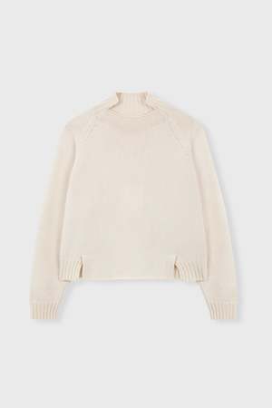 Cordera Wool & Cashmere Asymmetric Neck Sweater - Natural | Garmentory
