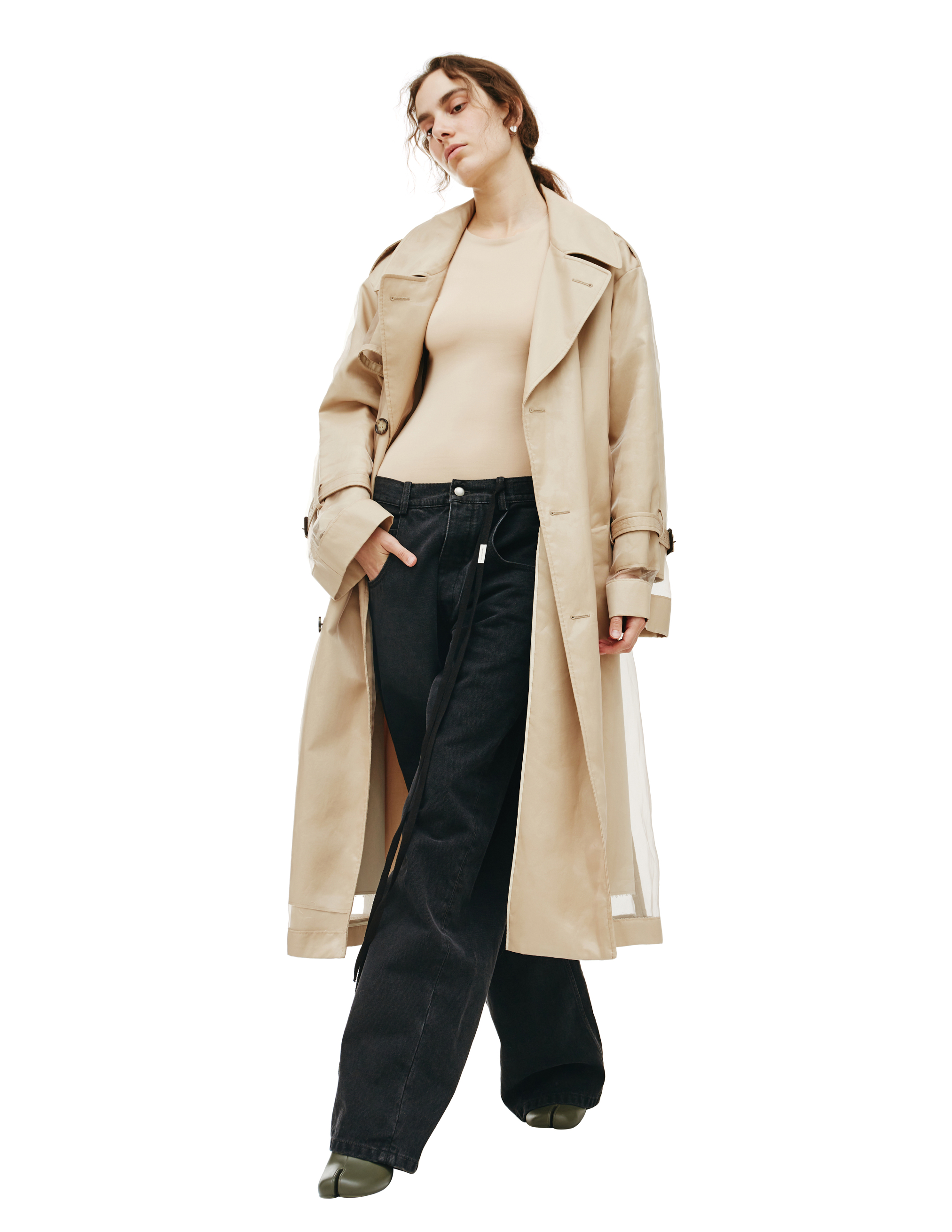 Maison Margiela Transparent Beige Trench Coat | Garmentory