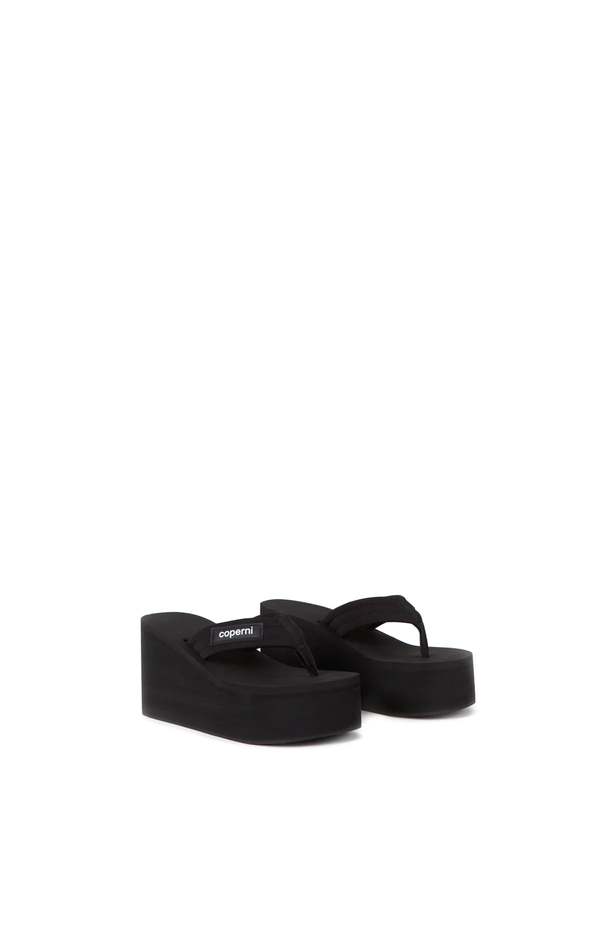 Coperni Branded Wedge Sandal - Black | Garmentory