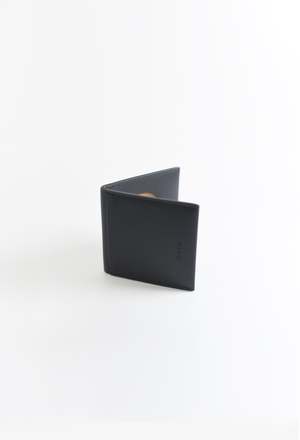 Isaac Reina Soft Double Tanned Calf Leather Square Wallet - Black ...