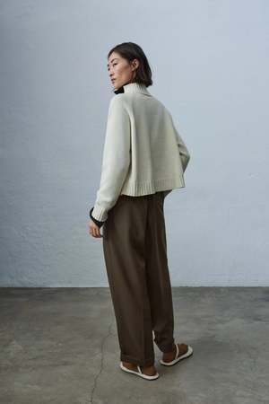 Cordera Wool And Cashmere Asymmetric Neck Sweater - Natural | Garmentory